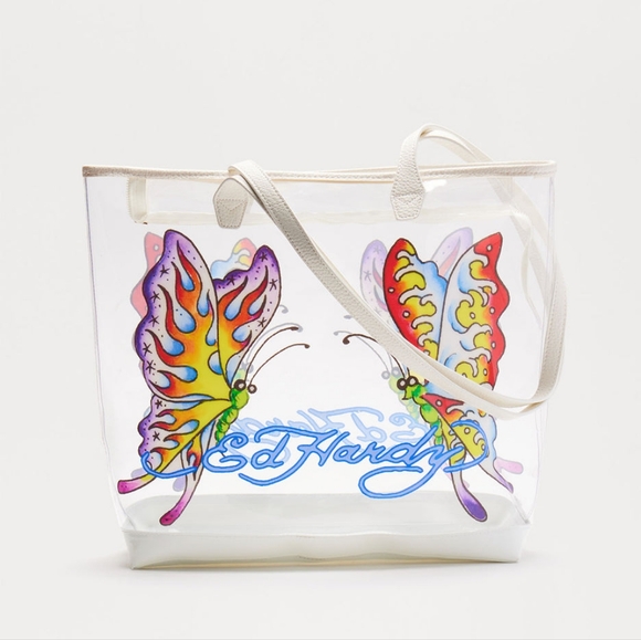 Ed Hardy | Bags | Nwt Ed Hardy Clear Butterfly Tote Bag | Poshmark